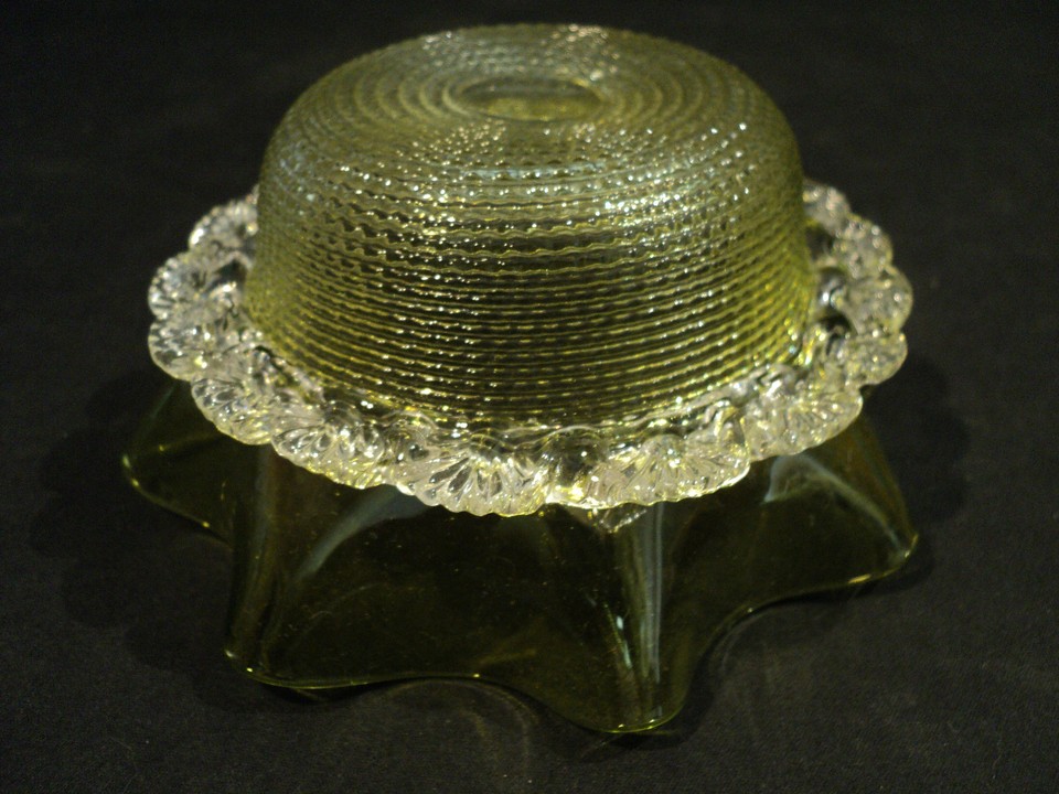 STEVENS & WILLIAMS VASELINE ART GLASS THREADED BOWL in SILVERPLATED ...