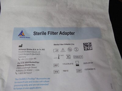 Miltenyi Biotec 170-076-610 Sterile Filter Adapter Lot of 6 | eBay