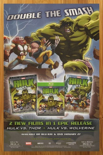 2008 Hulk Vs Animated Movie Print Ad/Poster Wolverine Thor DVD Blu-ray ...