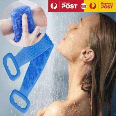 Bath Towel Silicone Exfoliating Back Strap Scrub Shower Body Scrubber ...
