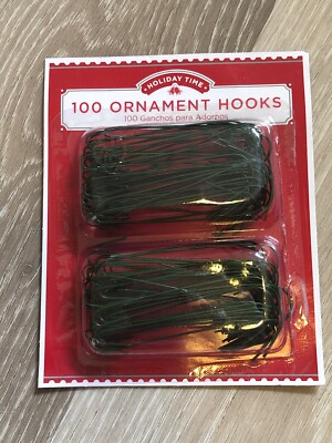 100 Large Ornament Hooks 2.5" long green plastic coated wire hooks lot ...