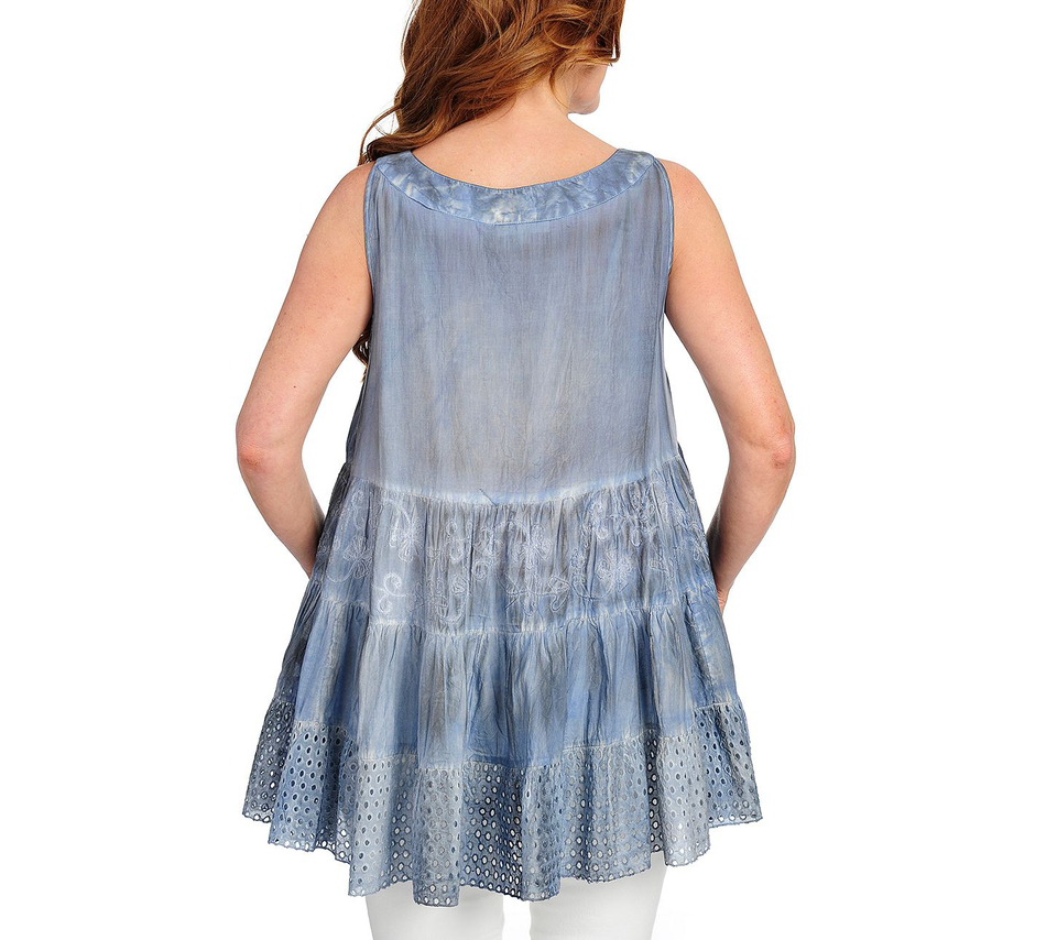 NEW Indigo Thread Co Woven Embroidered Tiered Ruffle Boho Peasant ...