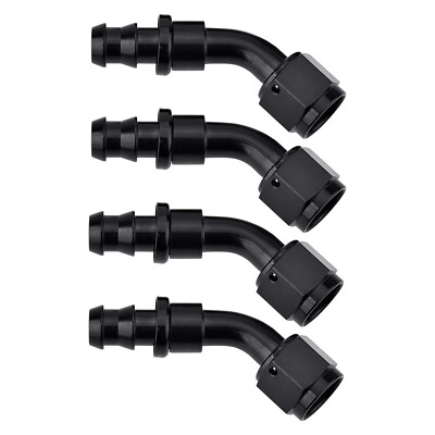 Push Lock Hose Fittings 6AN 45 Degree End Fits Rubber Fuel Line 3/8" 4Pcs | eBay
