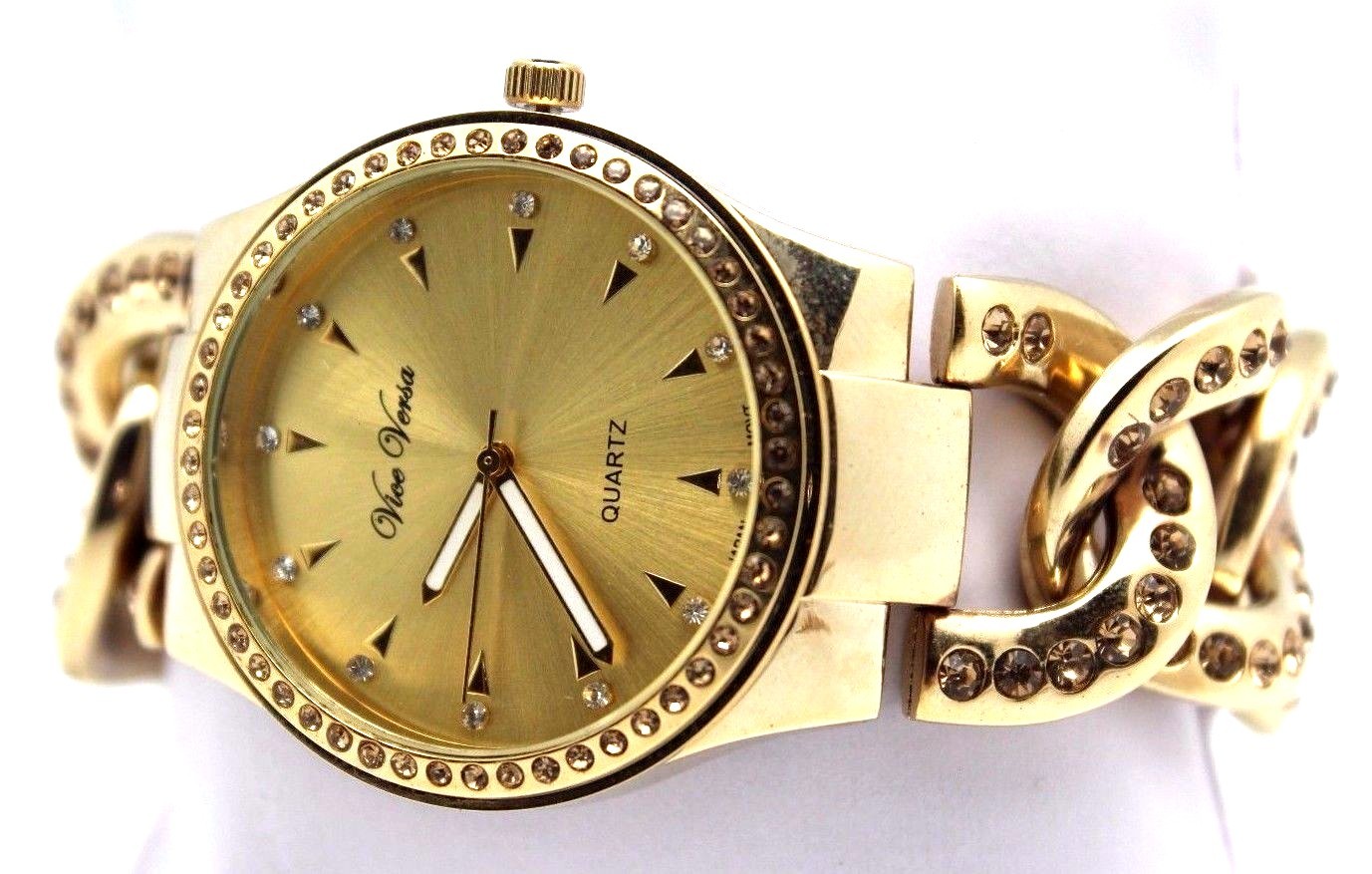 Vice Versa Chain Link Women's Watch Golden Acetate Runway Twist Full ...