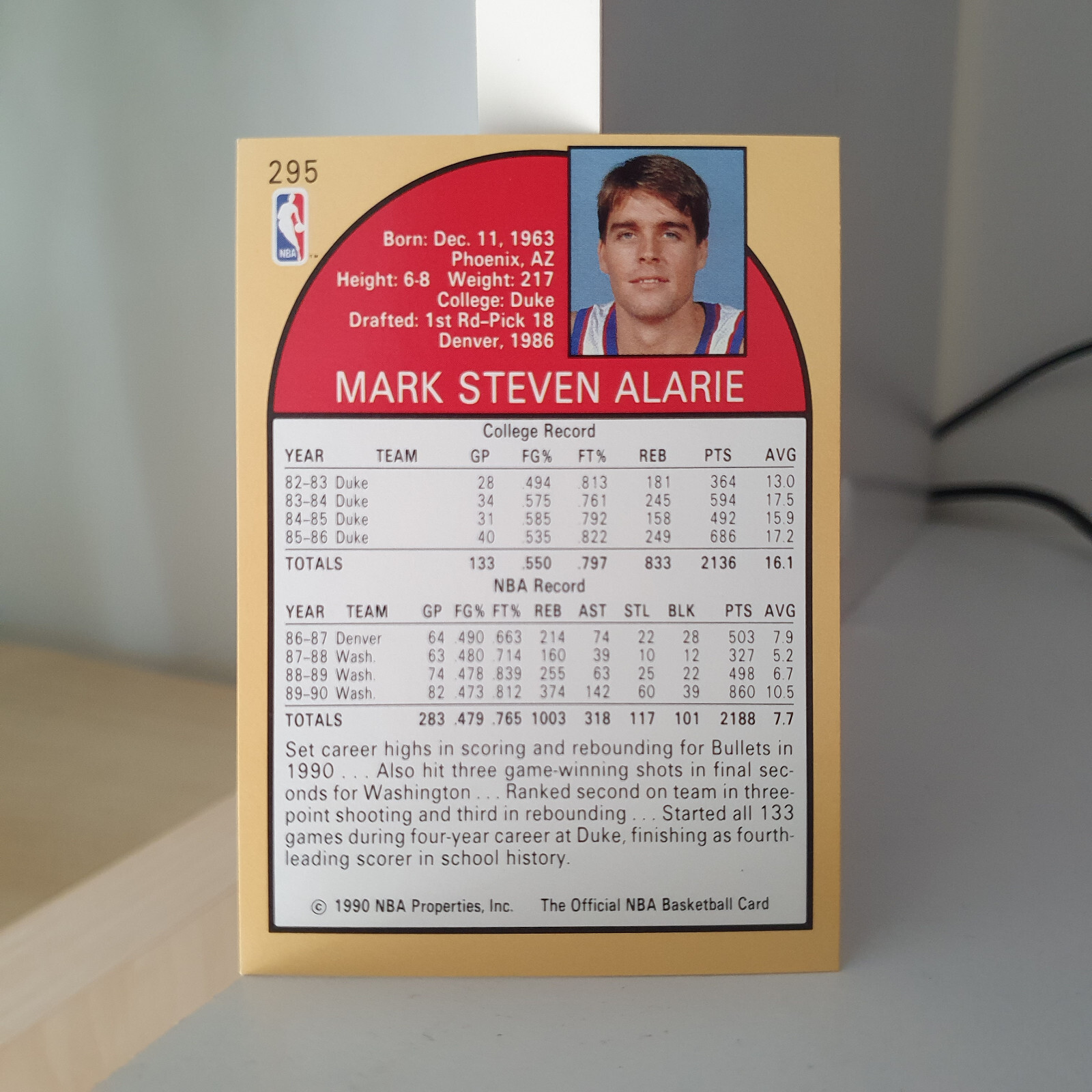 Mark Alarie 1990-91 NBA Hoops Basketball Trading Card #295 | eBay