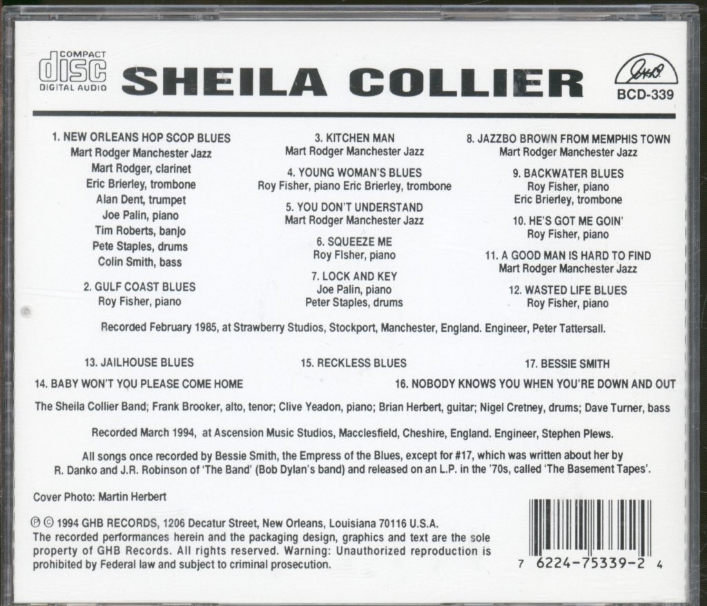 Sheila Collier a Tribute to Bessie Smith CD 2004 for sale online | eBay