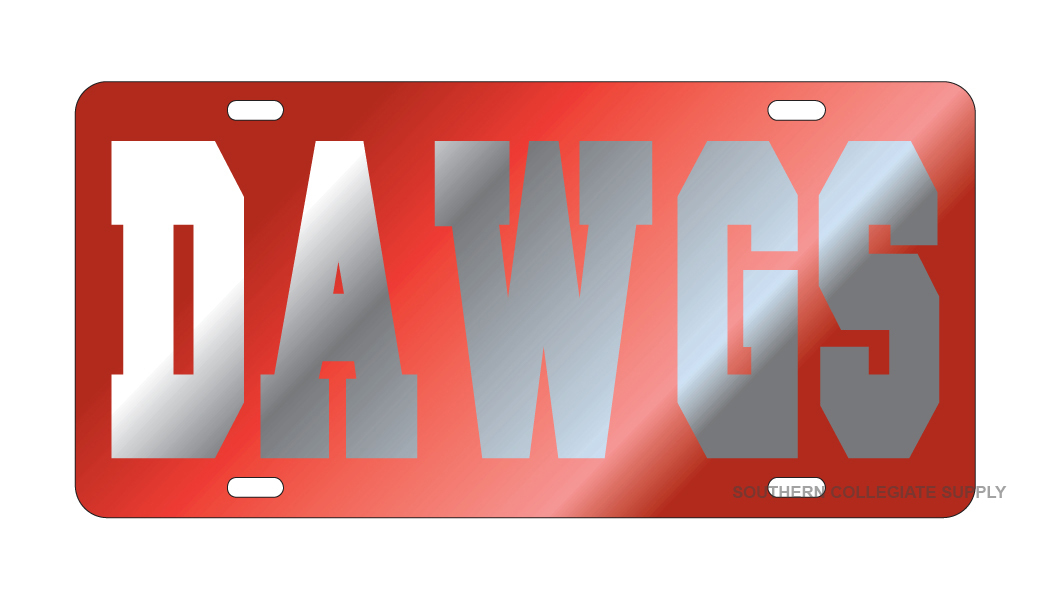 UGA GEORGIA Bulldogs Red-Silver "DAWGS" License Plate / Car Tag | eBay