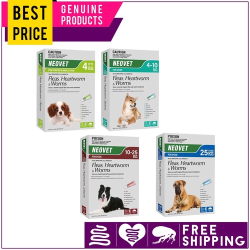 Neovet Flea Heartworm Worm Control for Dogs All SIZES 3 Doses | eBay ...