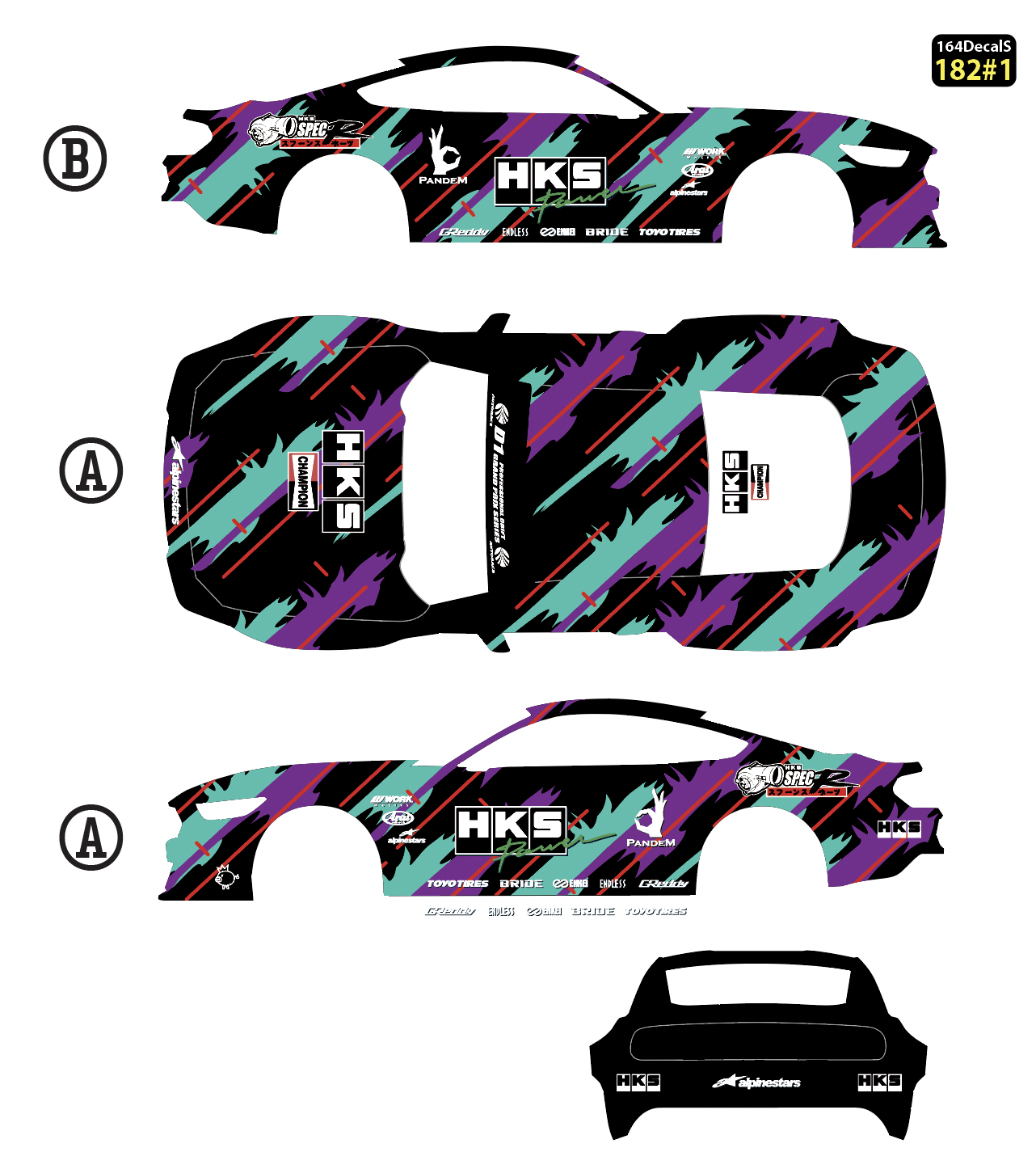 HKS Racing Retro Rig Aero Lift Waterslide Decals 1/64 CUSTOM Compatible ...