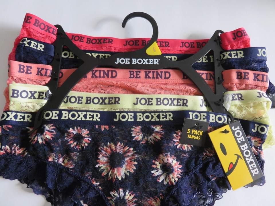 Joe Boxer Women's 5 Pair Pack Lace Detail Tangas Fit Panties Size L ...