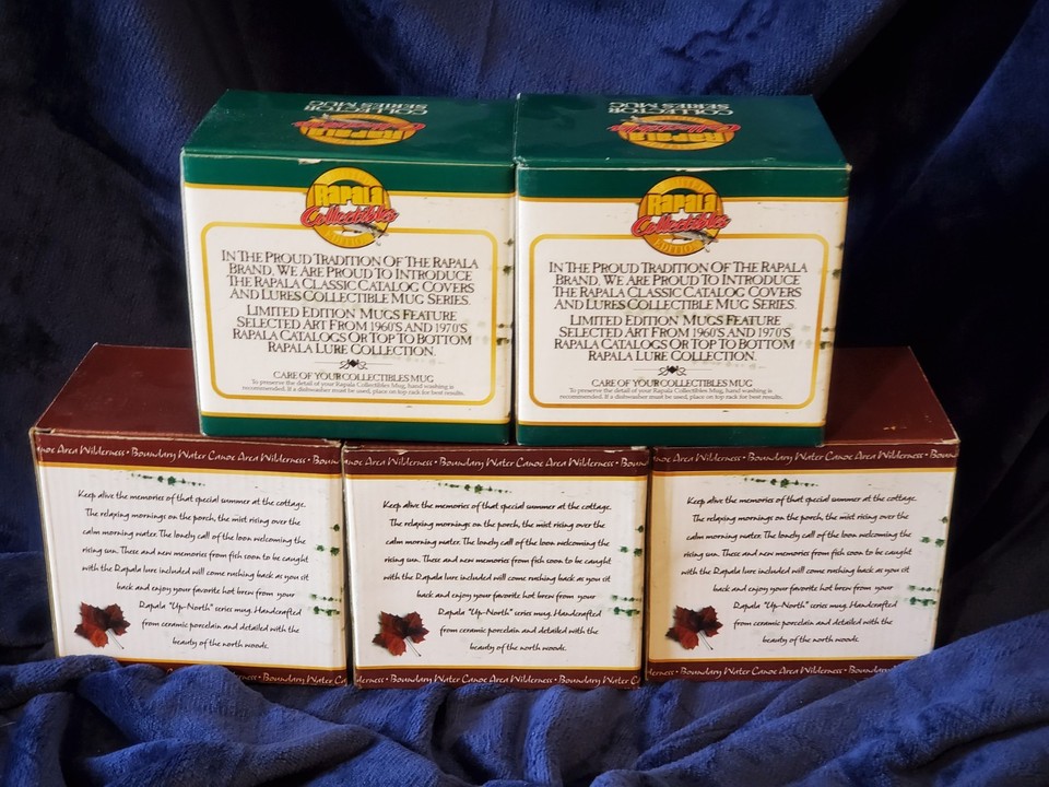 Rapala Collector Series Mug Lot of 5 with Rapala Lure Gift Set Box ...