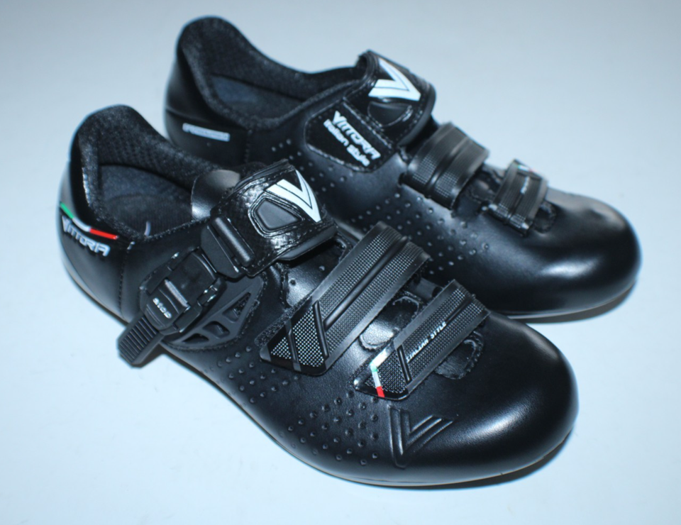 Vittoria Hera Cycling Road Bike Shoes Black Ratchet 3-Bolt Look Italy w ...