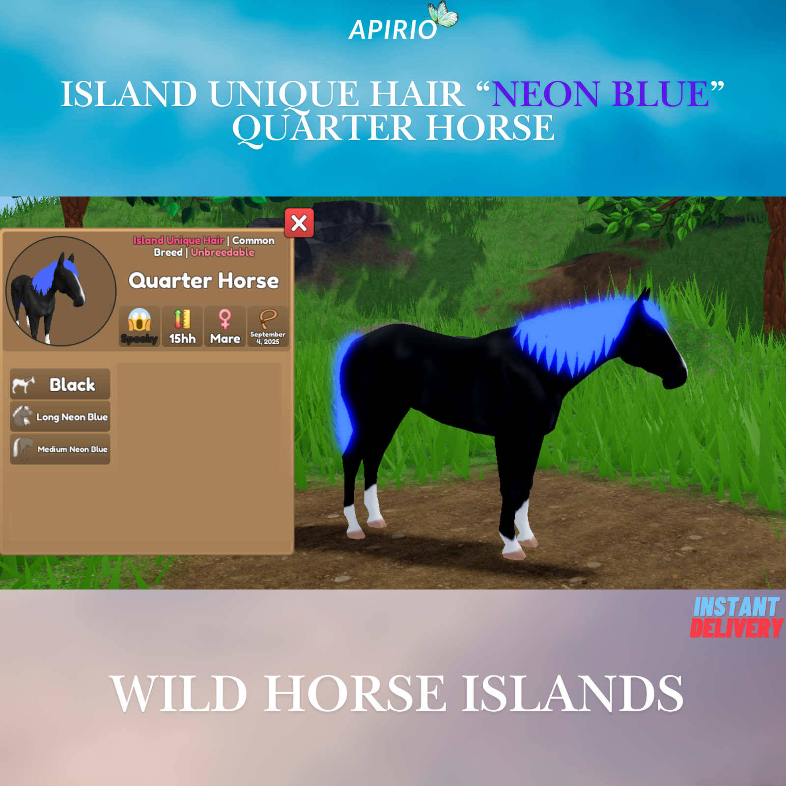 Wild Horse Islands 🩵 IUH Neon Blue Black Quarter Horse🩵 | eBay