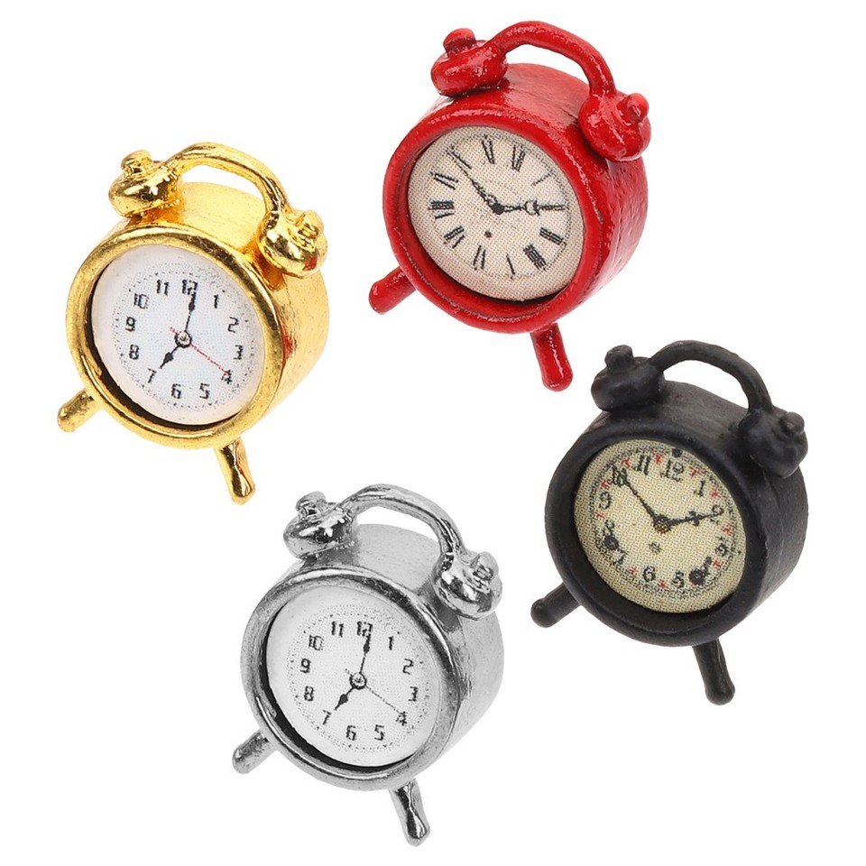 4 Pcs Tiny Alloy Miniature Alarm Clocks Small Models for Craft | eBay UK