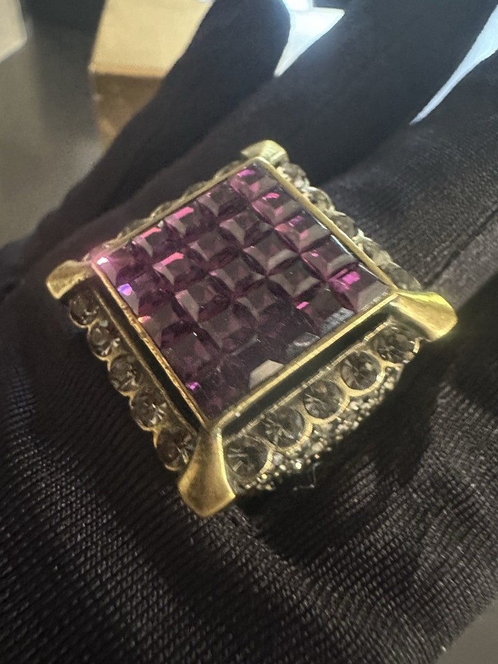HEIDI DAUS PURPLE Swarovski Crystal Ring Large Cocktail Statement Sz 11 ...