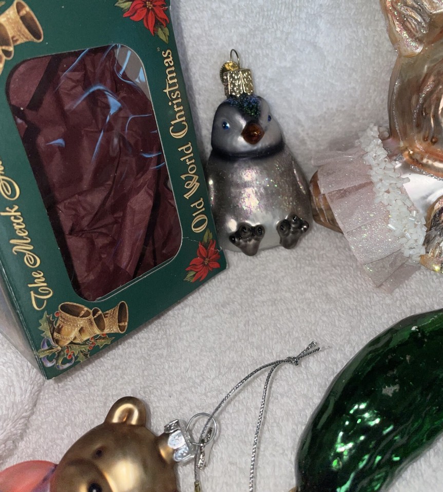 12 Unique Blown Glass Christmas Ornaments Cornucopia Pickles Snowman ...