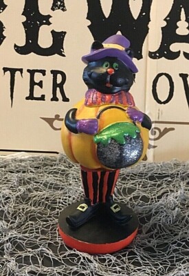 Halloween Black Cat Spring Bobblehead 7" Resin Figurine by Young | eBay