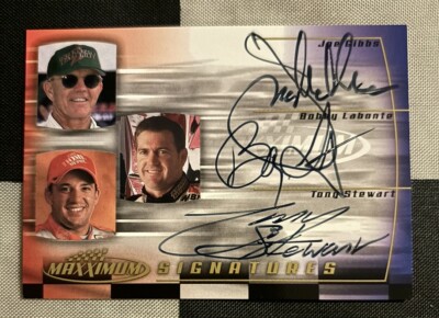 Joe Gibbs, Bobby Labonte, Tony Stewart 2000 Maxximum Signatures ...
