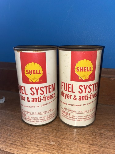vintage shell motor oil fuel system dryer anti freeze cans lot 2 ...