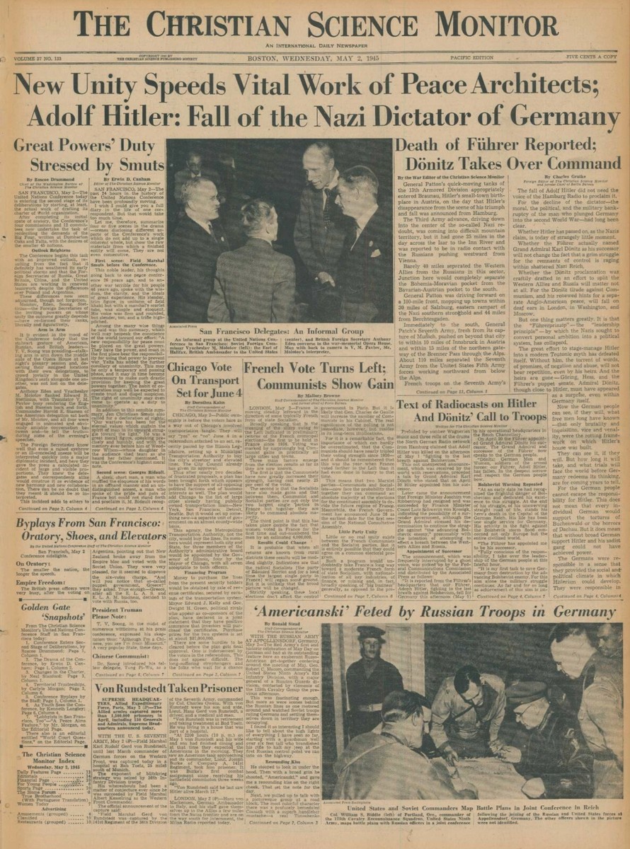 Hitler Dead Newspaper HITLER DEAD American Stars And Stripes GI's WW2