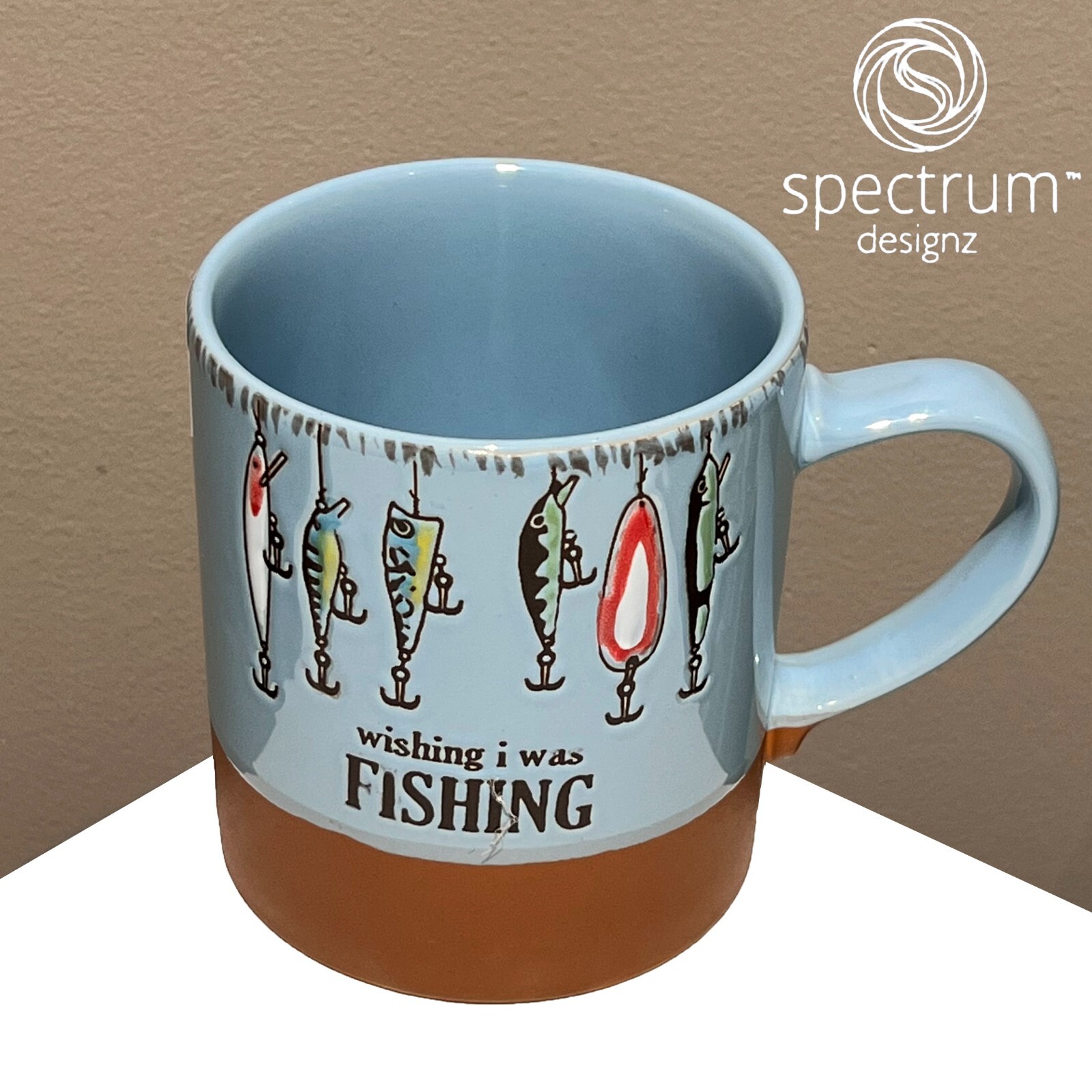 New Spectrum Designz Jerold Fish Wishing I Was Fishing Pottery 16-18 OZ ...