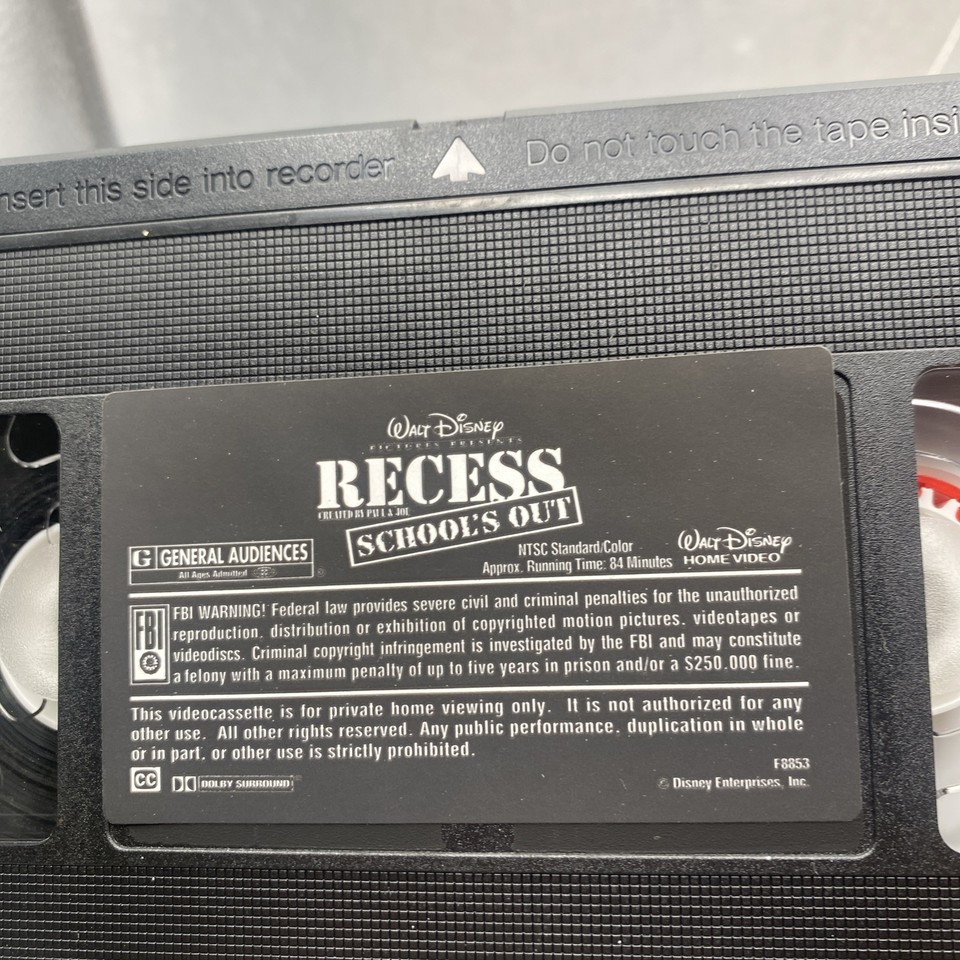 Disney, RECESS, Movie, VHS, Preowned, School's Out, Cartoon, Tested ...