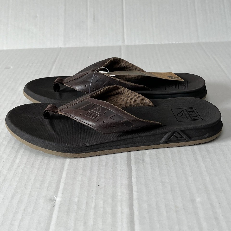 REEF Cushion Phantom LE Men's Flip Flop Leather Straps Soft Black/Brown ...