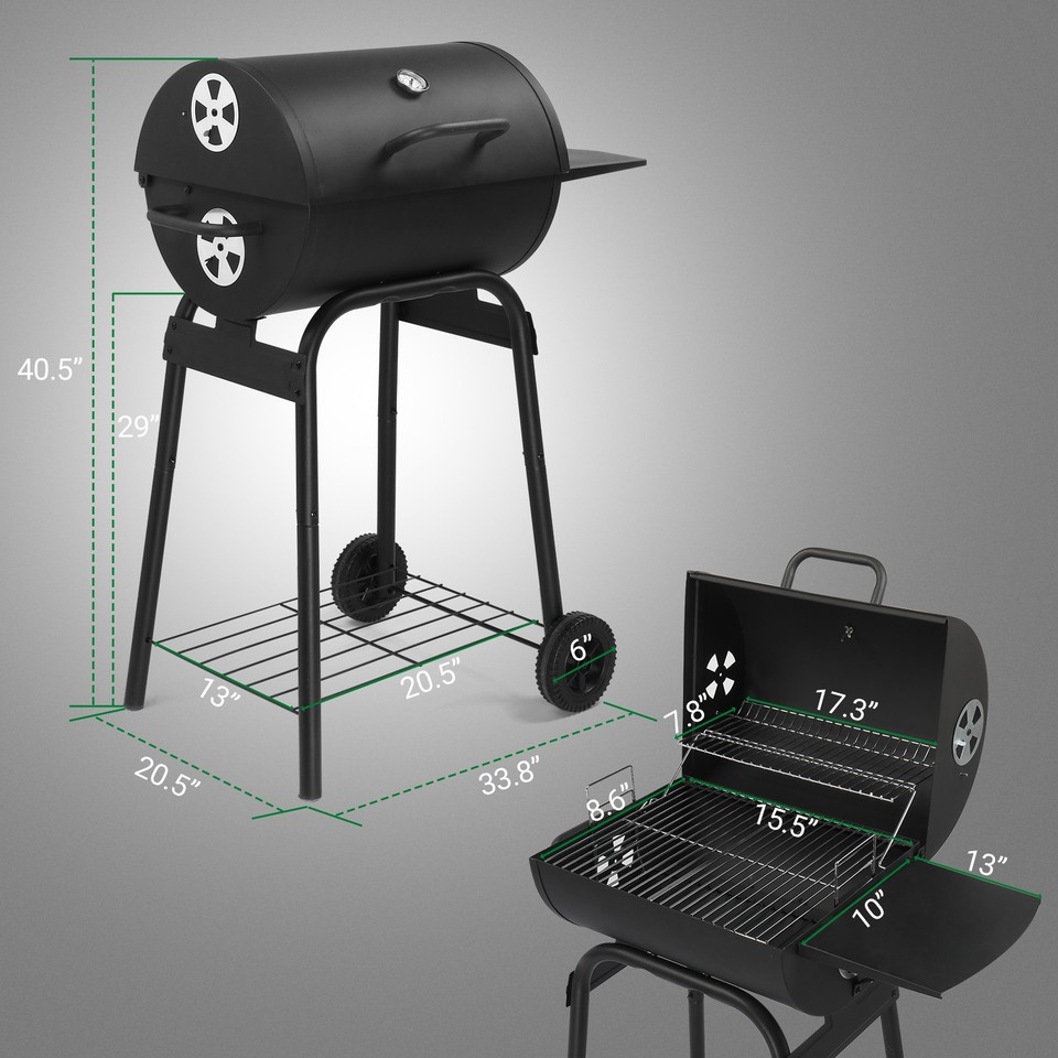 41-Inch Charcoal Grill BBQ Barbecue Smoker Outdoor Pit Patio Cooker for ...