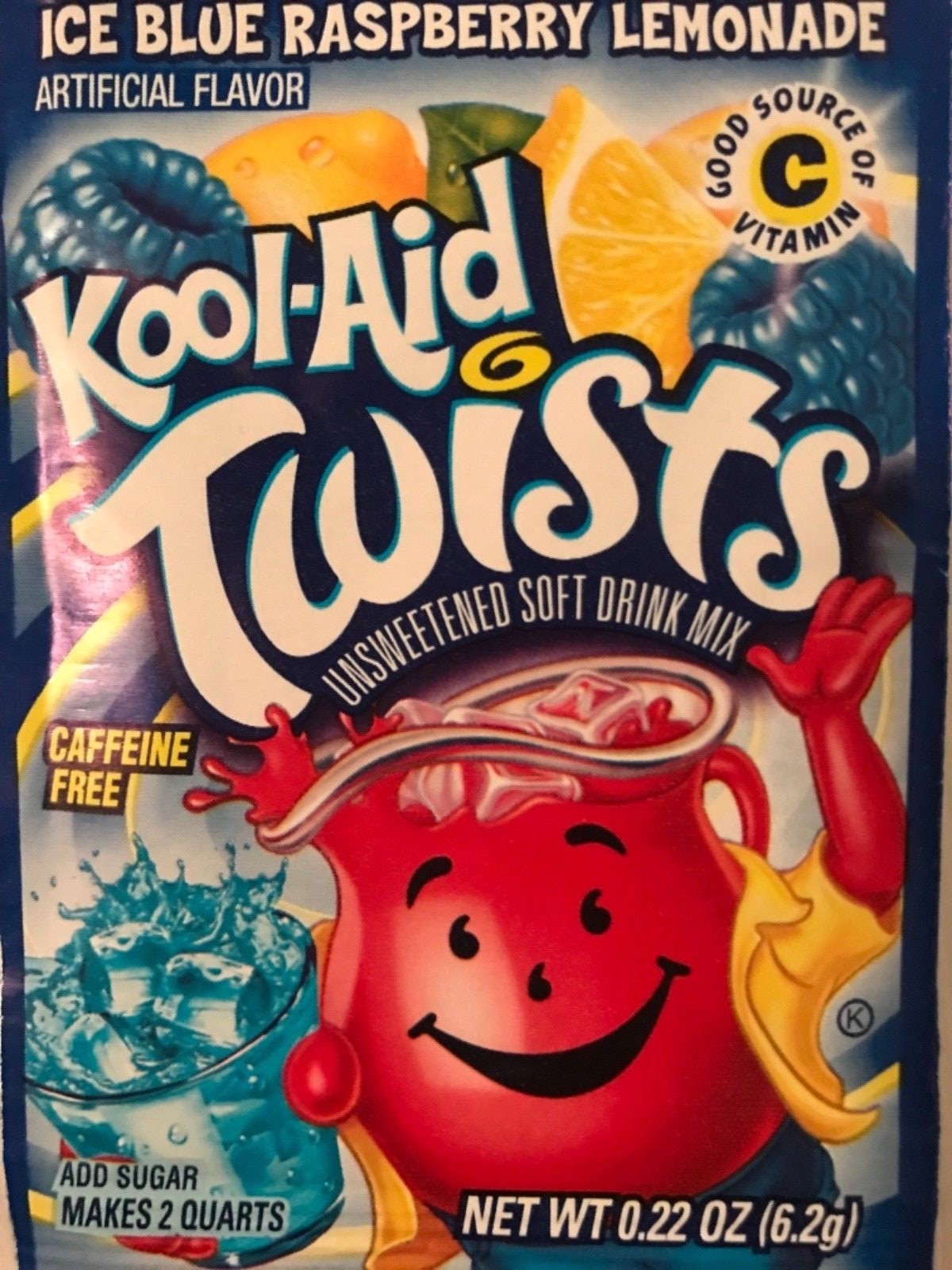 RARE! 10 Kool Aid TWISTS Drink Mix ICE BLUE RASPBERRY LEMONADE Caffeine ...