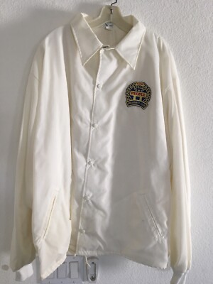 Vtg 70s AFSCME People President 2XL White Windbreaker Jacket Workers ...