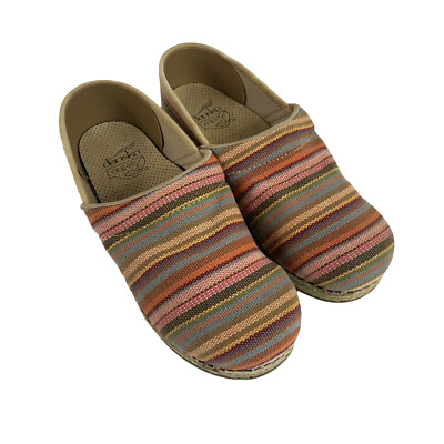 Dansko Colorful Striped Canvas Vegan Occupational Clogs Women’s EU 37 ...