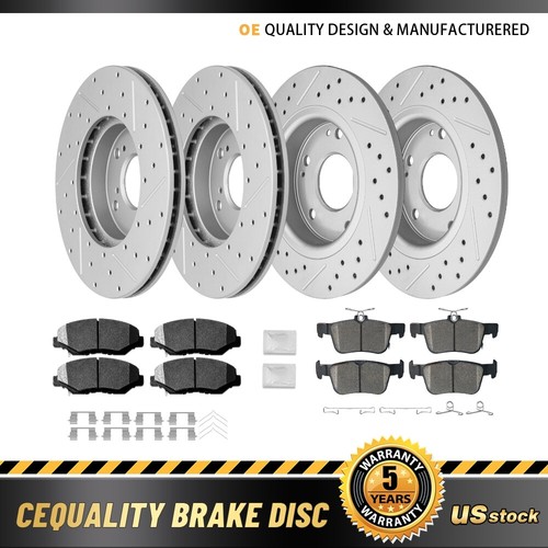 Front Rear Disc Drilled Brake Rotors + Ceramic Pads For Honda Civic ...