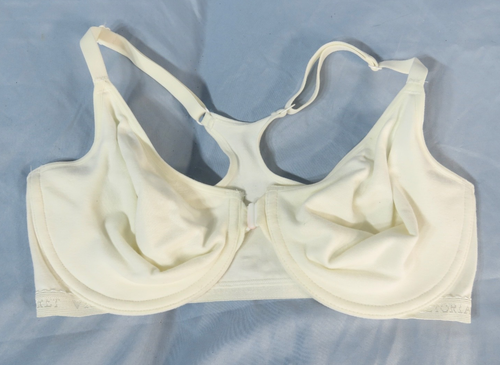 VTG Victoria's Secret UNDERWIRE FRONT HOOK BRA Cotton Off-White Logo ...