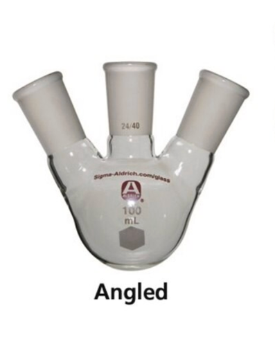 SIGMA-ALDRICH Glass 50mL 14/20 3-Neck Angled Round Bottom Flask -NEW IN ...