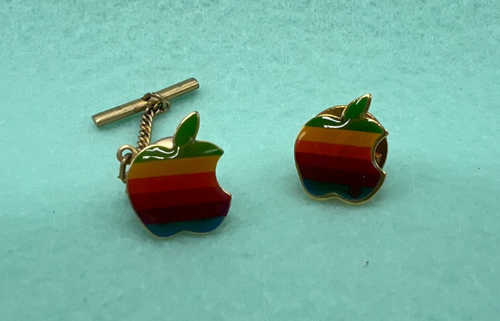 Vintage APPLE Computer Steve Jobs Era 1980s Rainbow Logo Lapel Pin ...