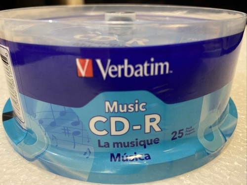 25 VERBATIM Music CD-R 40X Branded Logo 700MB Audio Media Disc Spindle ...