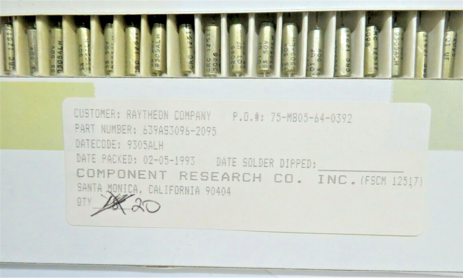 CRC 639AS3096-2095 NSN: 5910-01-074-4221 DIELECTRIC METALLIZED FIXED ...