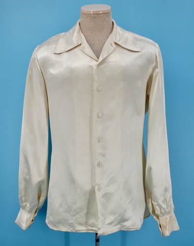 Men's VTG 50s Shiny White Band Uniform Shirt Sz M 1950s Rayon Skinner ...
