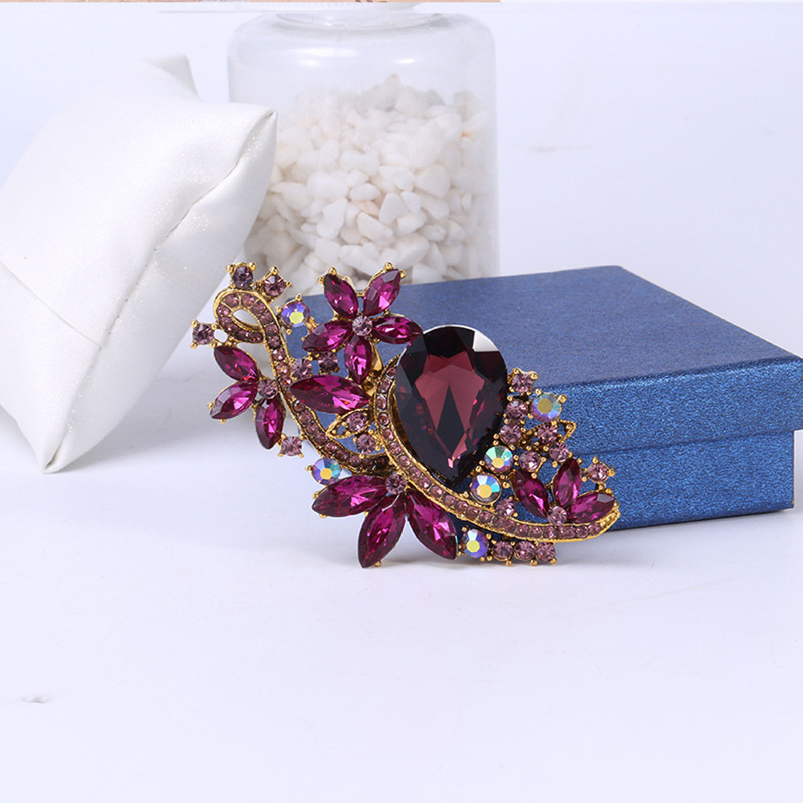 Faux Brooch Dainty Flower Elegant Waterdrop Rhinestone Lapel Pin for ...