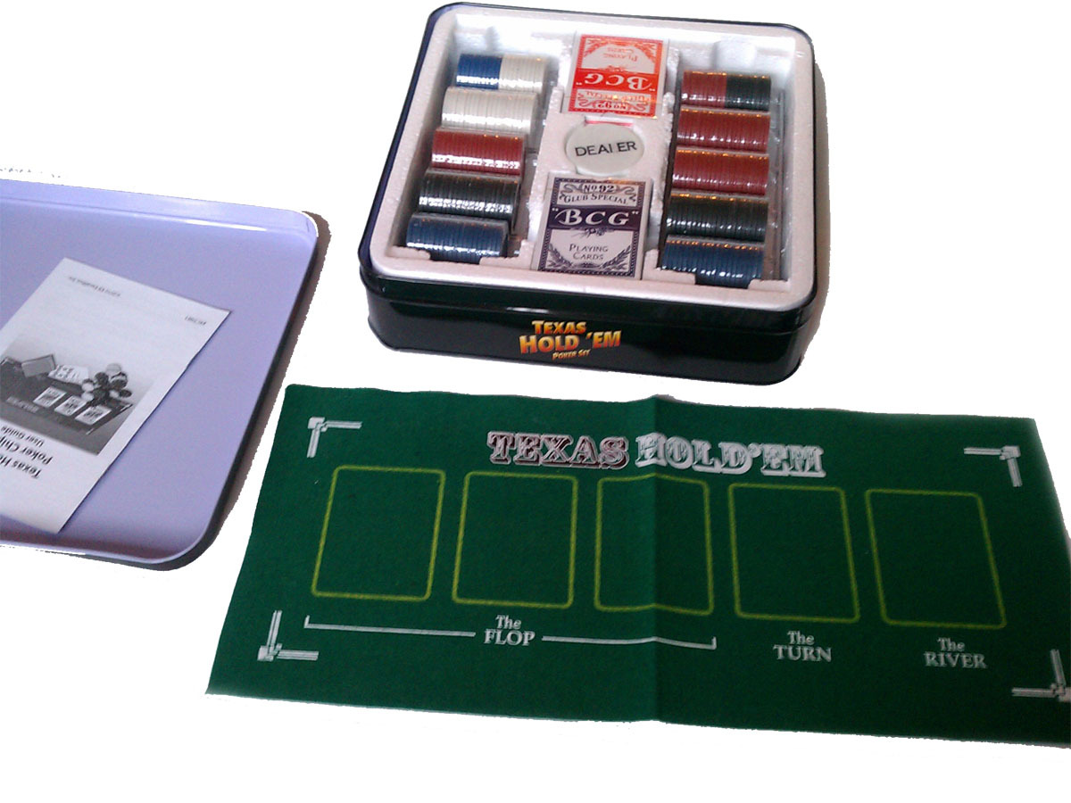 Texas Hold'em Poker Set (2 decks of cards, dealer button, playing ...