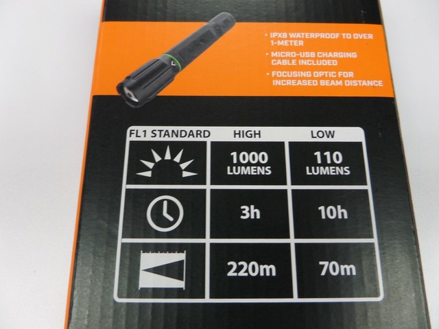 BRAND BUSHNELL 20852 1000-LUMEN RECHARGEABLE FLASHLIGHT - BLACK for ...