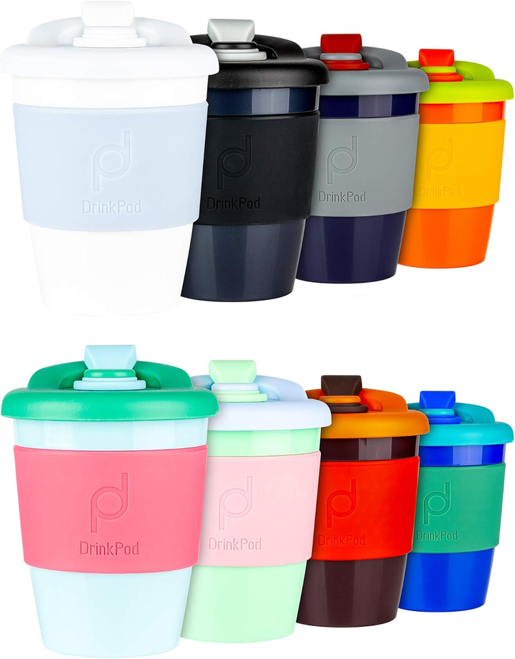 12Oz/340 Ml Reusable Coffee Cup/Travel Mug with Rotating Rubber Lip BPA ...