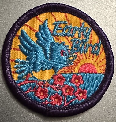 Vintage 1980’s GSA Girl Scouts Early Bird Embroidered Patch Badge Blue ...