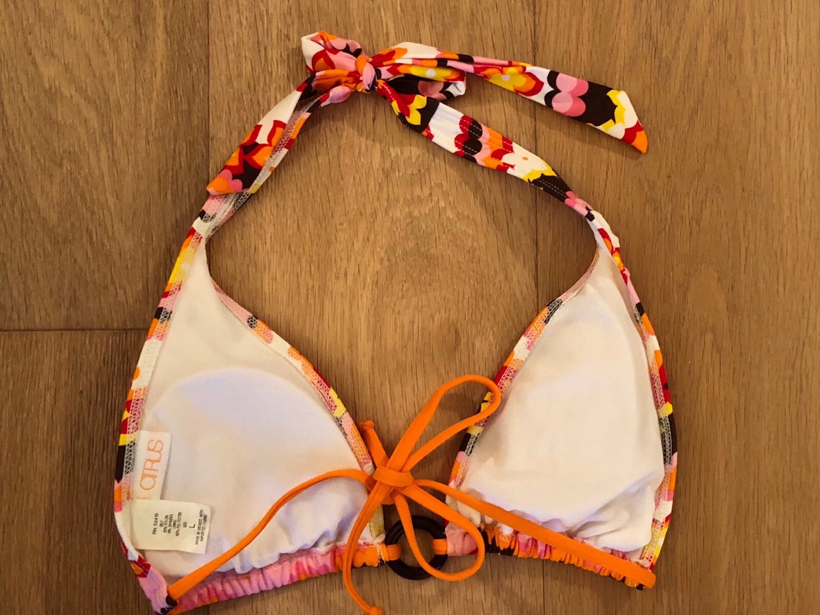 CITRUS 2 Piece Swimsuit White Orange & Pink Floral Design Bikini Sz L 8 ...