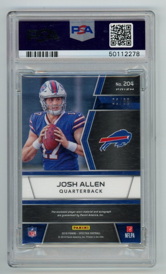2018 Panini Spectra Josh Allen Autograph Auto Rookie Green 2/60 RPA PSA ...