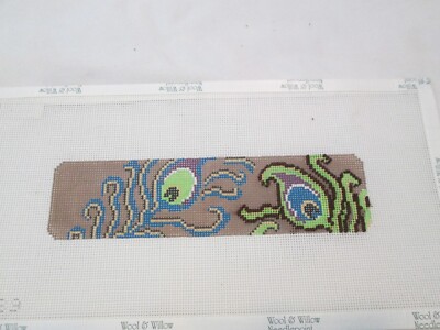 PEACOCK FEATHER CUFF-HANDPAINTED NEEDLEPOINT CANVAS | eBay