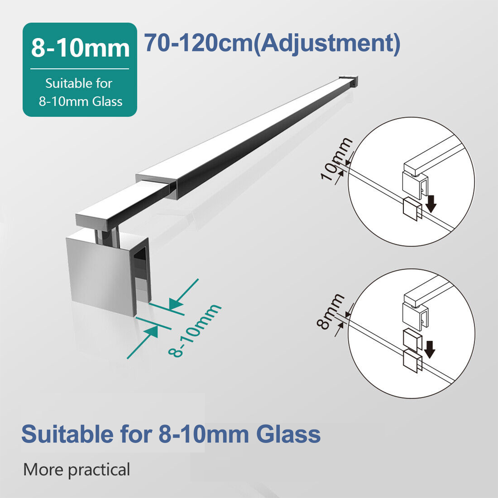 Shower Screen Door Angled Support Bar Arm Rotatable For 6-10 mm Glass ...