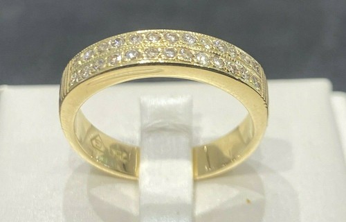 18ct 2 Row Diamond Grain Set Ring | eBay
