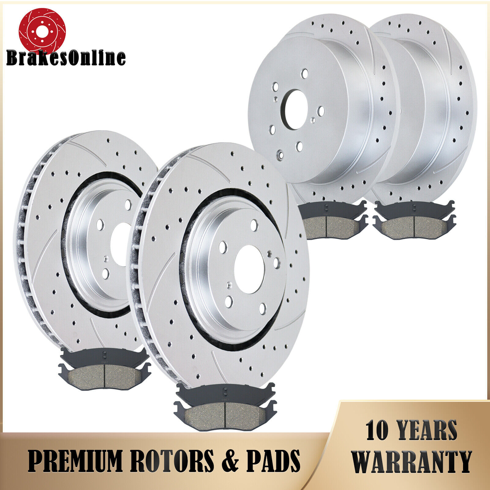 Front and Rear Brake Rotors Pads fit for Toyota Highlander 2014 2015 ...
