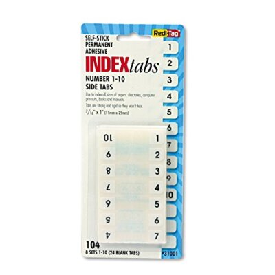 Numbered Tabs 1-10 Pre-Printed Divider Tabs Permanent Adhesive Index ...